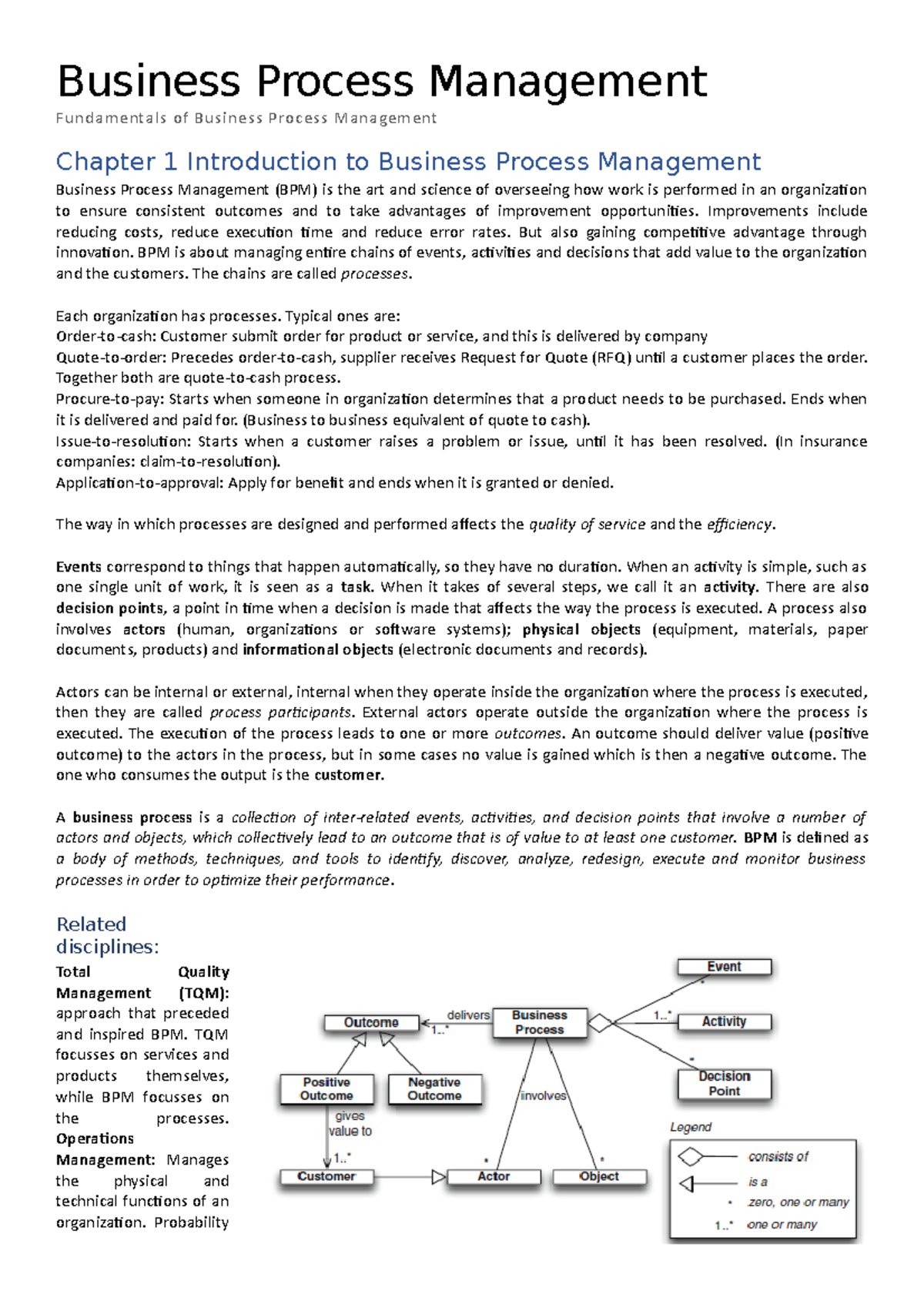 Business Process Management (Summary 2018-2019 ) - Business Process ...
