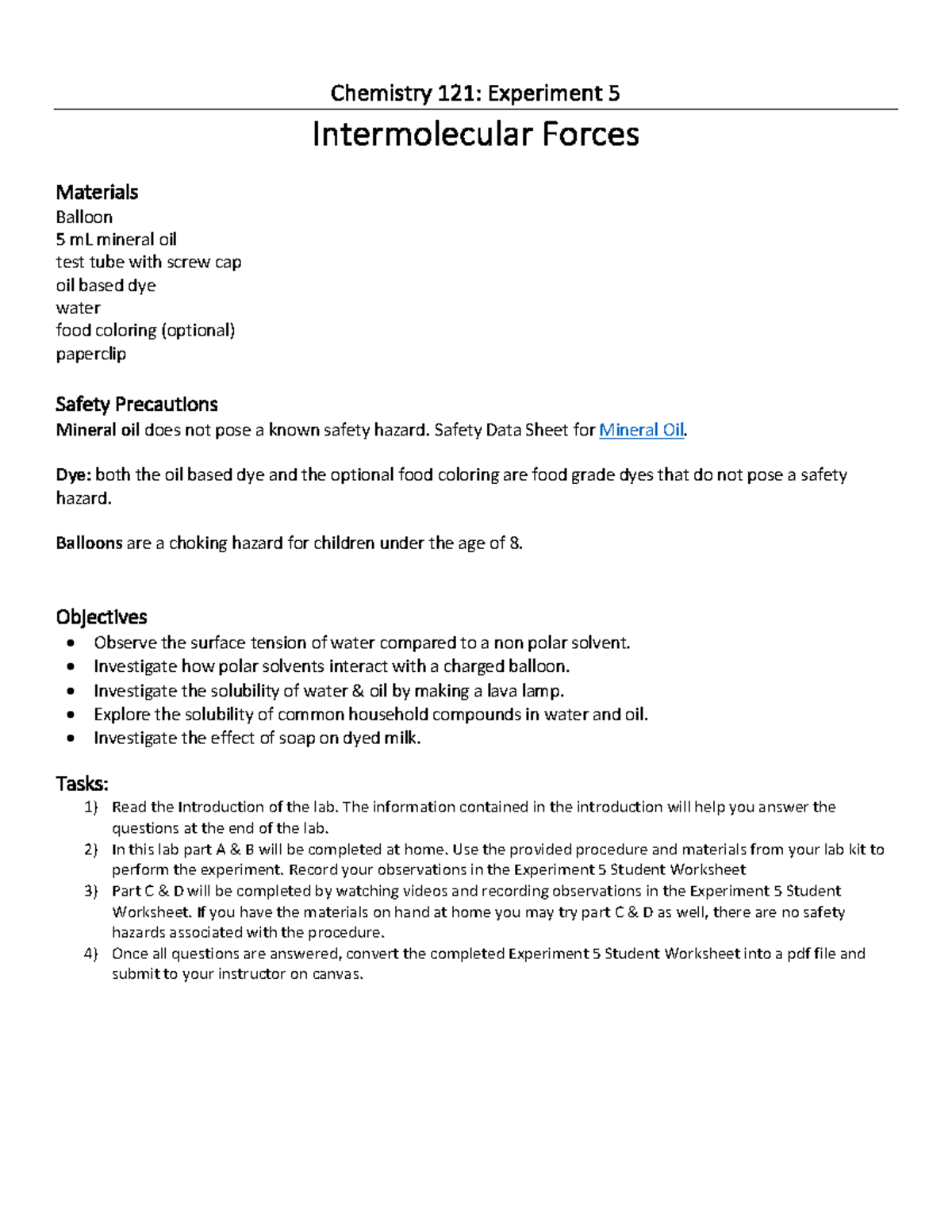 121Lab5 IMF f20 - Course work - Chemistry 121 : Experiment 5 ...