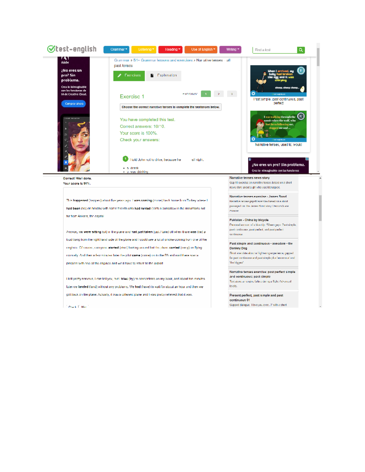 UNIT 3A Narrative Tenses homework #1 - 5 - Ingles III - Studocu