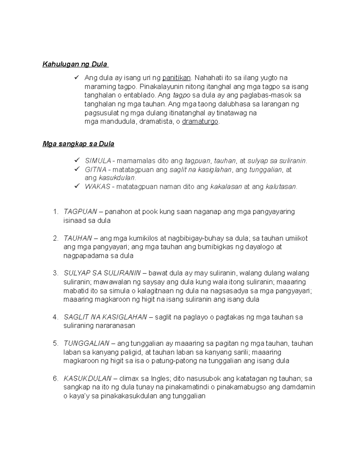 Dulaang Filipino - all about the different types of DULA - Kahulugan ng ...