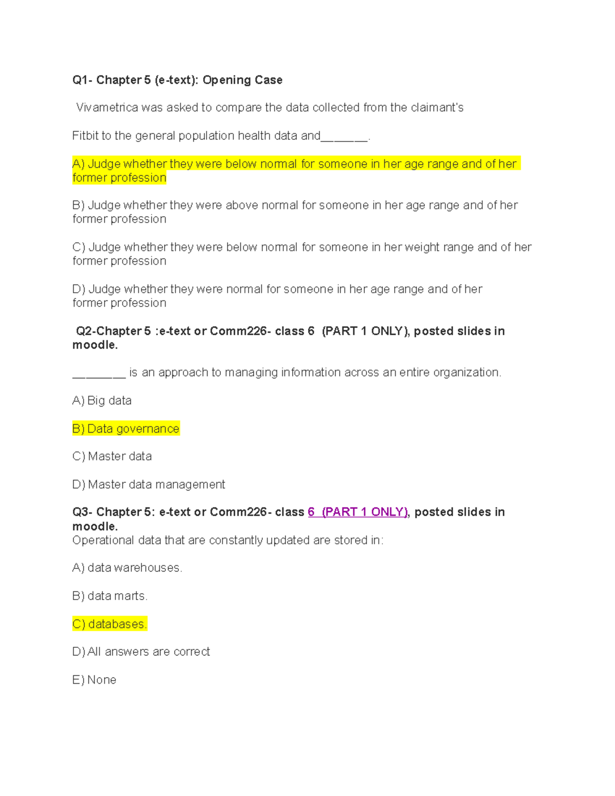 Participation test 3 - Q1- Chapter 5 (e-text): Opening Case Vivametrica ...