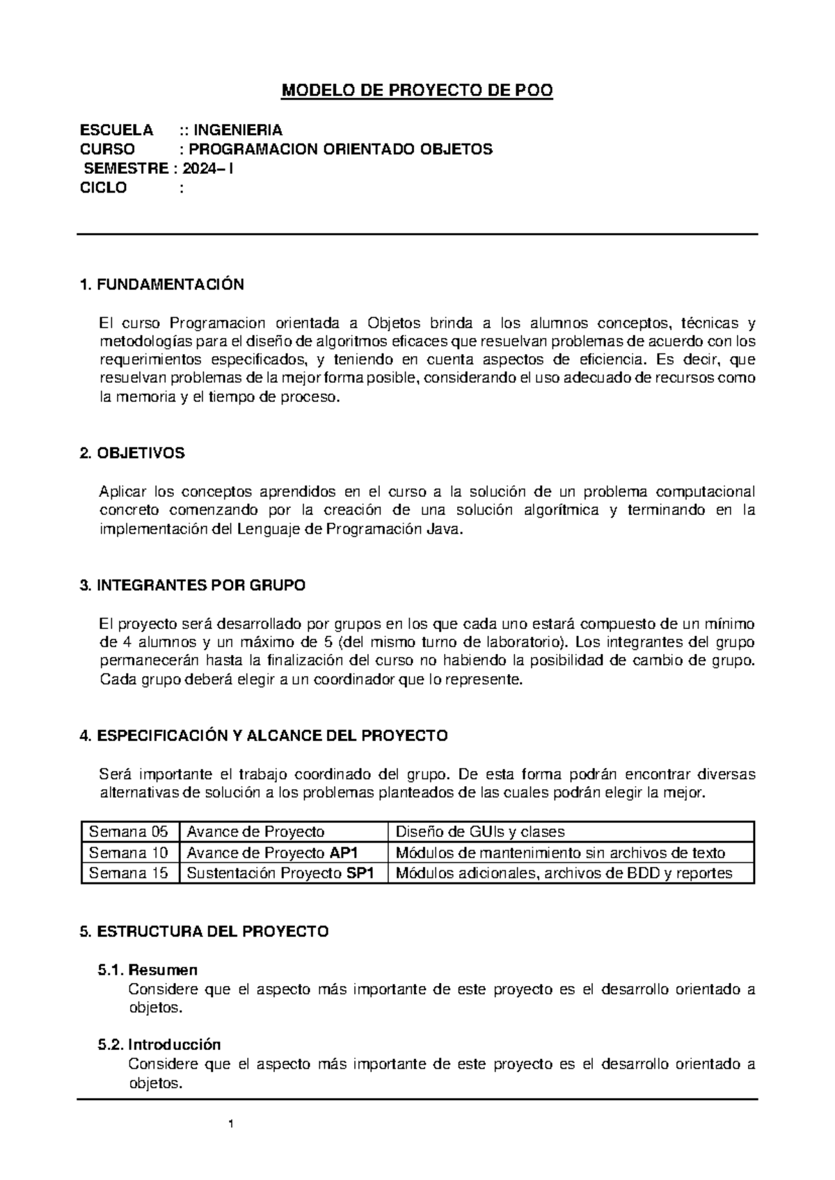 Modelo Proyecto de Investigación - MODELO DE PROYECTO DE POO ESCUELA ...