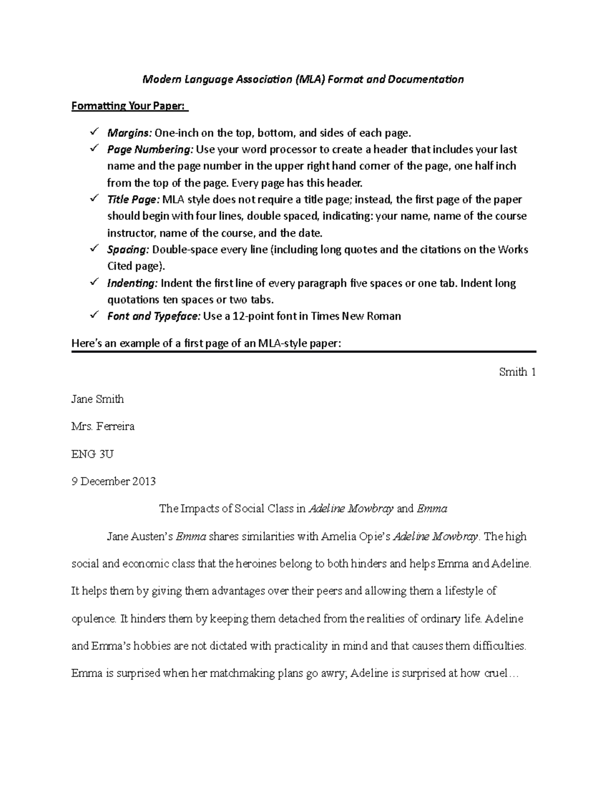 MLA+Format+and+Style - Modern Language Association (MLA) Format and ...