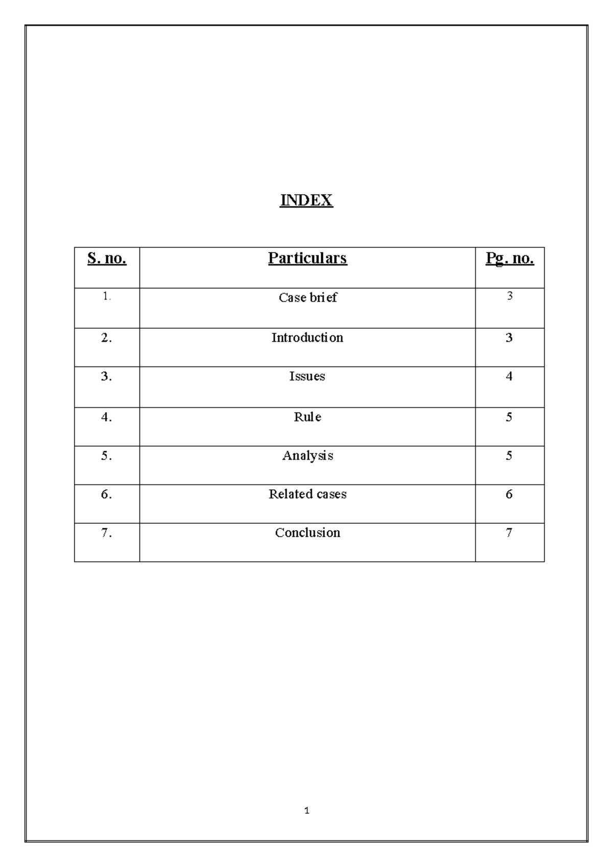 Constitutional Law - INDEX Case brief S. no. Particulars Pg. no ...