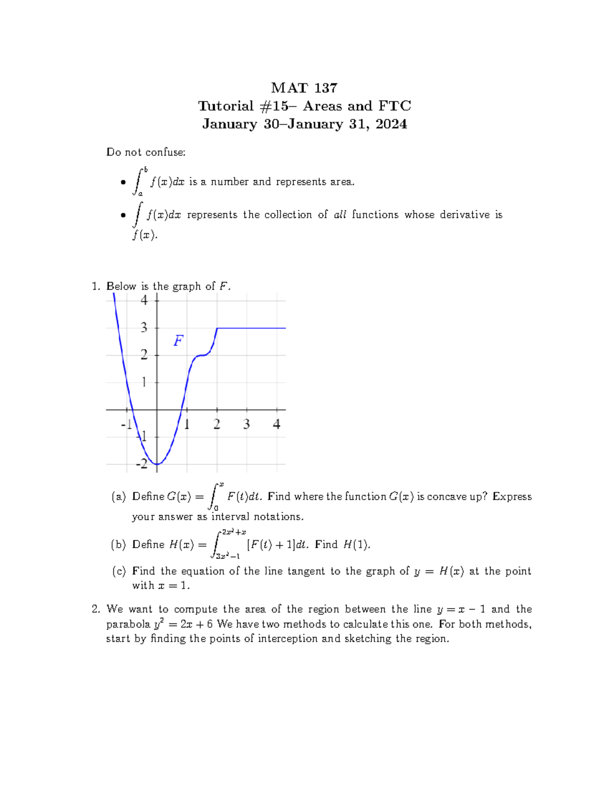 1300 2324 T15 sol - MAT 137 Tutorial #15– Areas and FTC January 30 ...