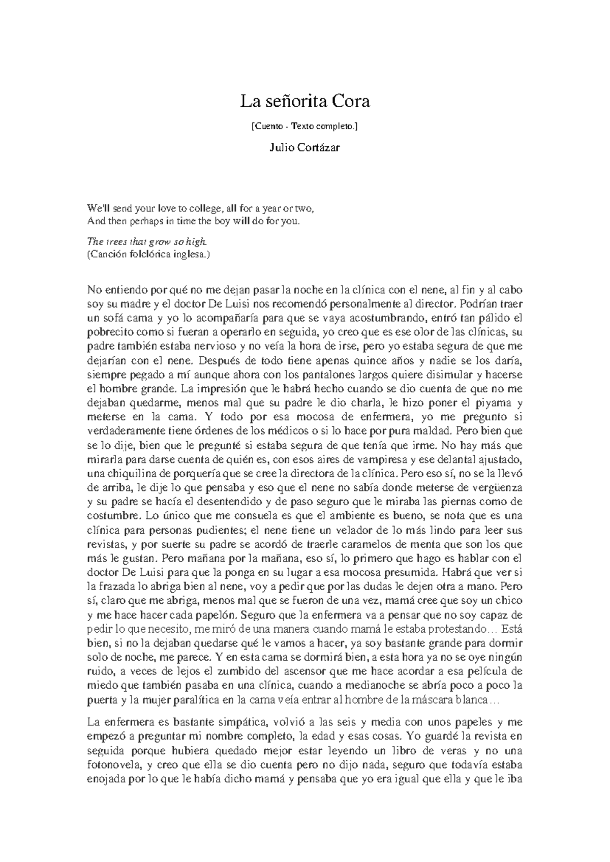 La señorita Cora 1 - La señorita Cora [Cuento - Texto completo.] Julio ...