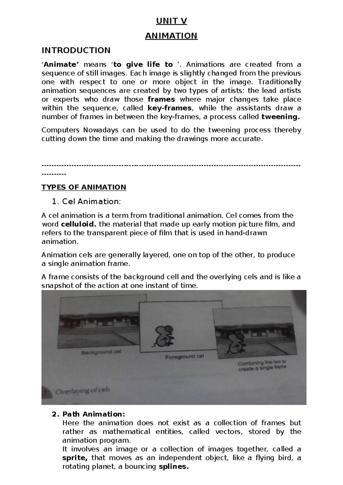 Principles of multimedia UNIT V animation - UNIT V ANIMATION ...