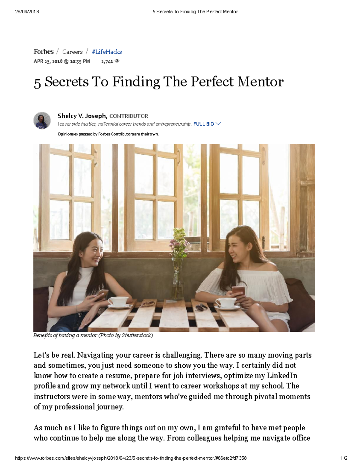 5 Secrets To Finding The Perfect Mentor-1 - 26/04/2018 5 Secrets To ...