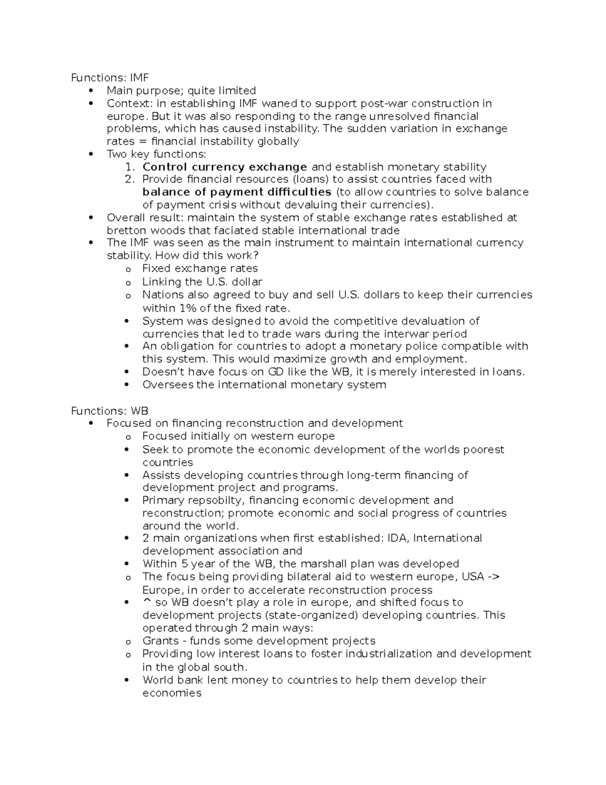 Poli Nov 2-3rd notes - Functions: IMF Main purpose; quite limited ...