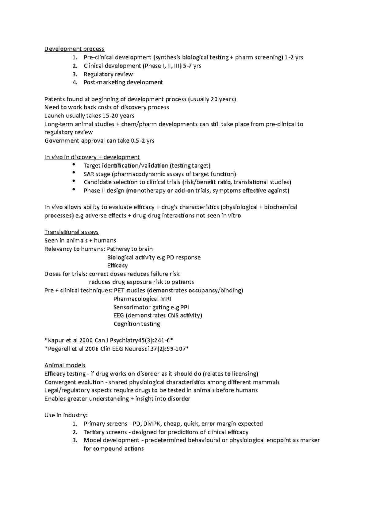 Drug development notes 1 - Development process 1. Pre-clinical ...