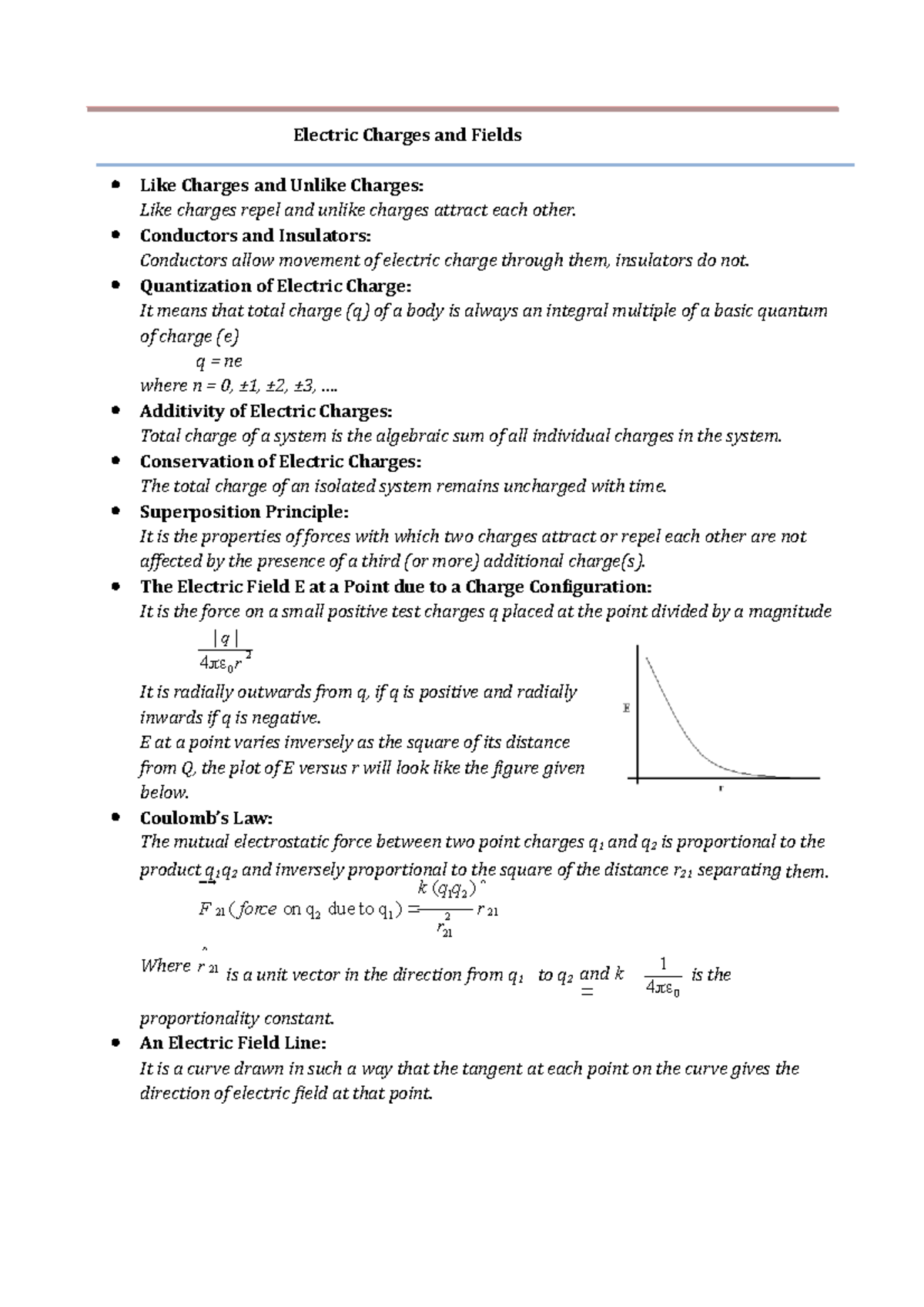 Electric charges and field - Electric Charges and Fields Like Charges ...