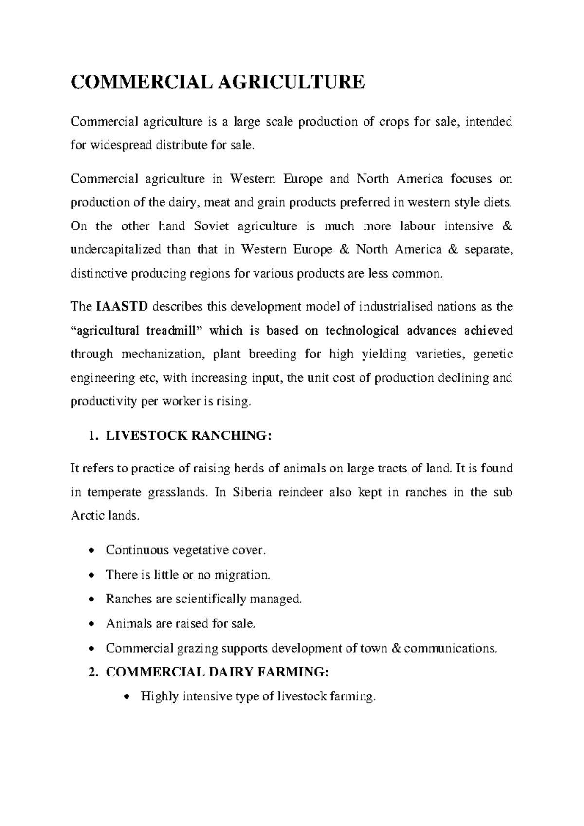 Commercial Agriculture - COMMERCIAL AGRICULTURE Commercial agriculture ...