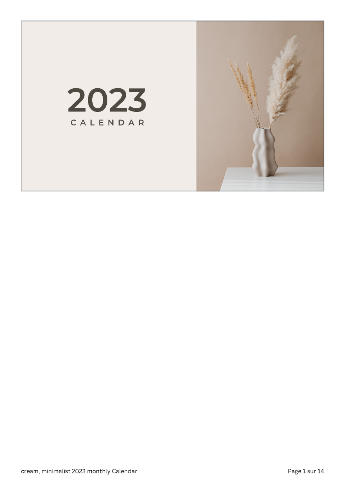 Cream, minimalist 2023 monthly Calendar - RHRT 40305 - Studocu