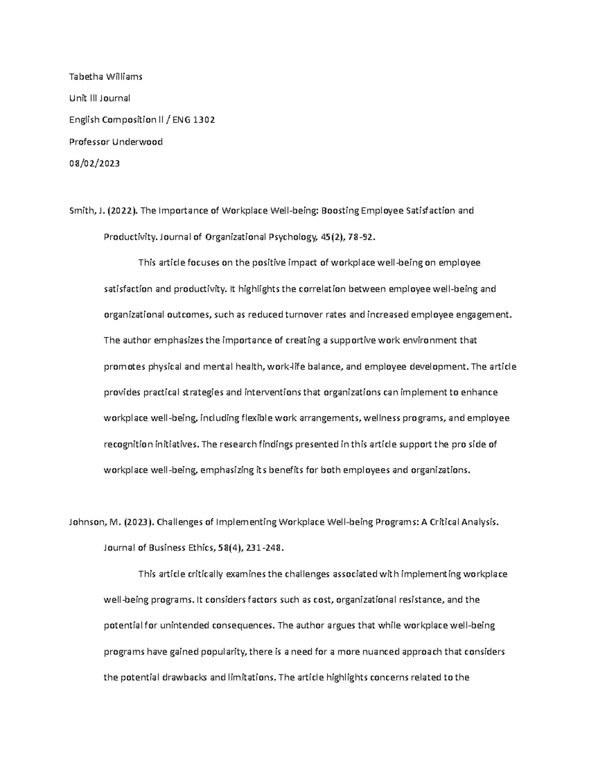 Unit lll journal (annotated bibligraphy) - Tabetha Williams Unit lll ...