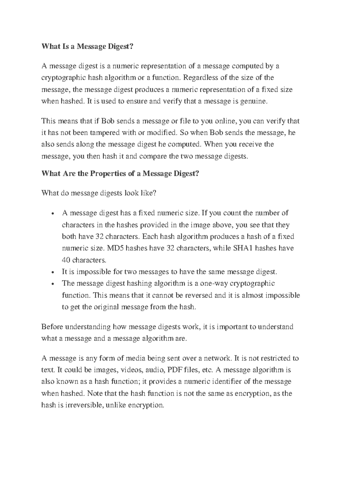 CN unit4 notes - What Is a Message Digest? A message digest is a ...