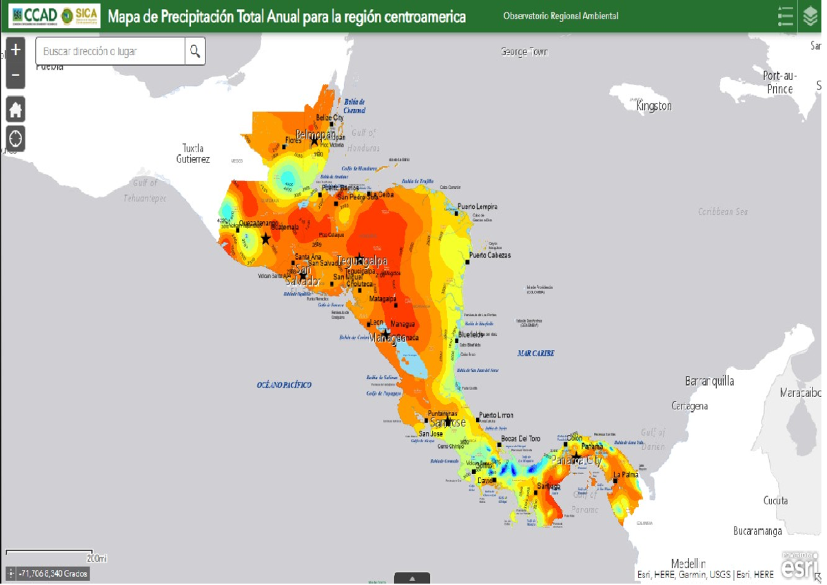 Mapa Climatico - CCAD SICA Mapa de Precipitación Total Anual para la ...