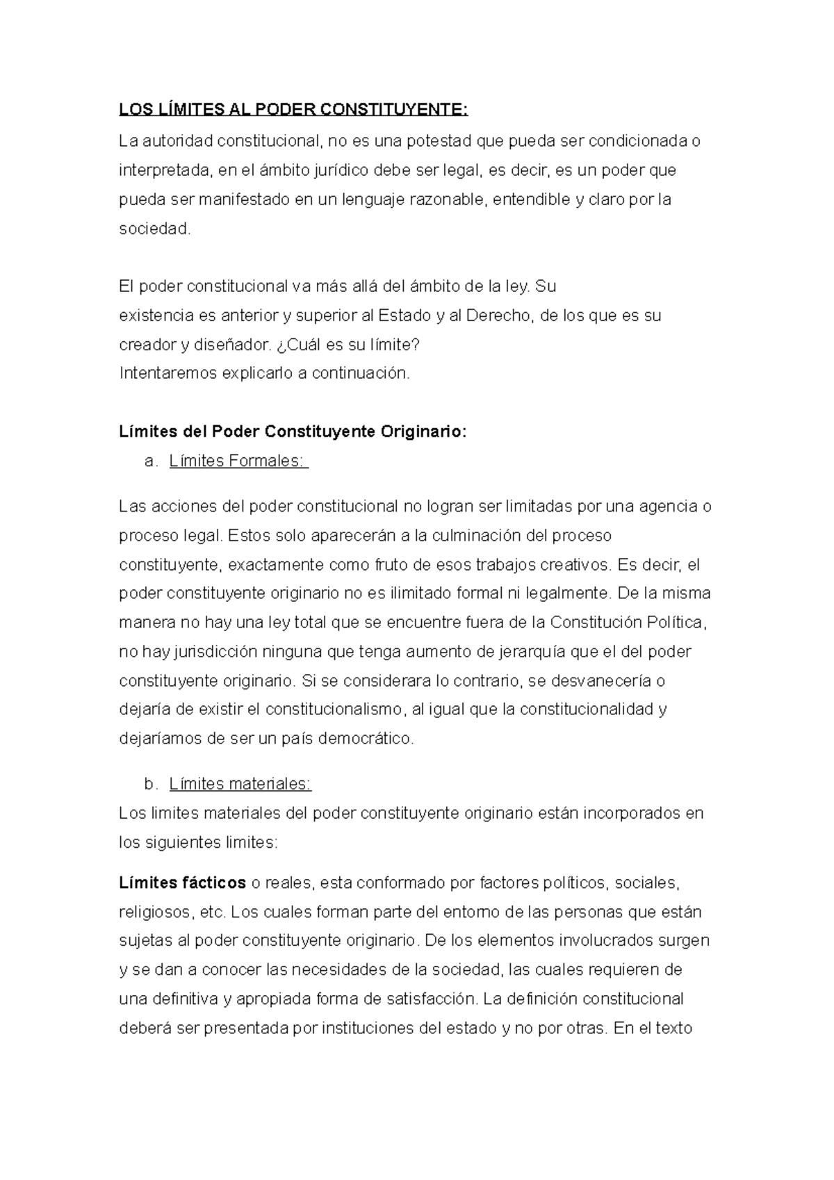 LOS Límites AL Poder Constituyente - LOS LÍMITES AL PODER CONSTITUYENTE ...