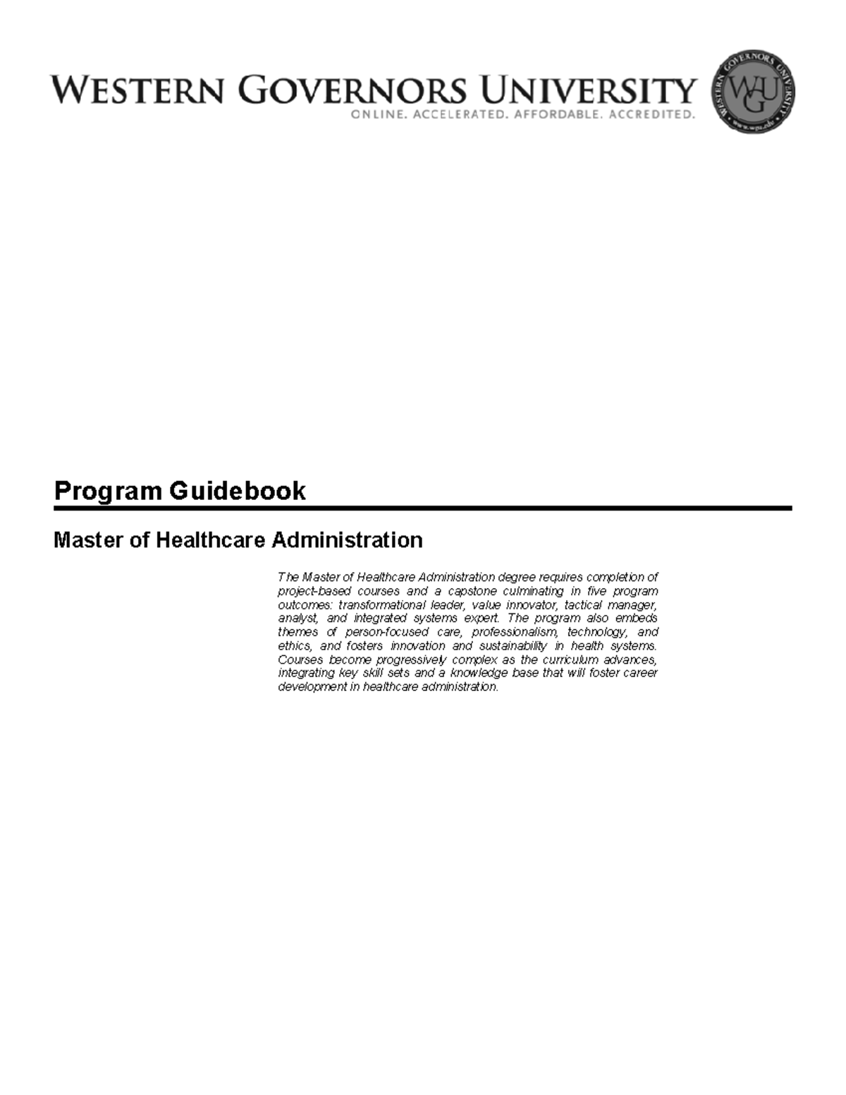 Hospital Mgmt Course - Program Guidebook Master of Healthcare ...