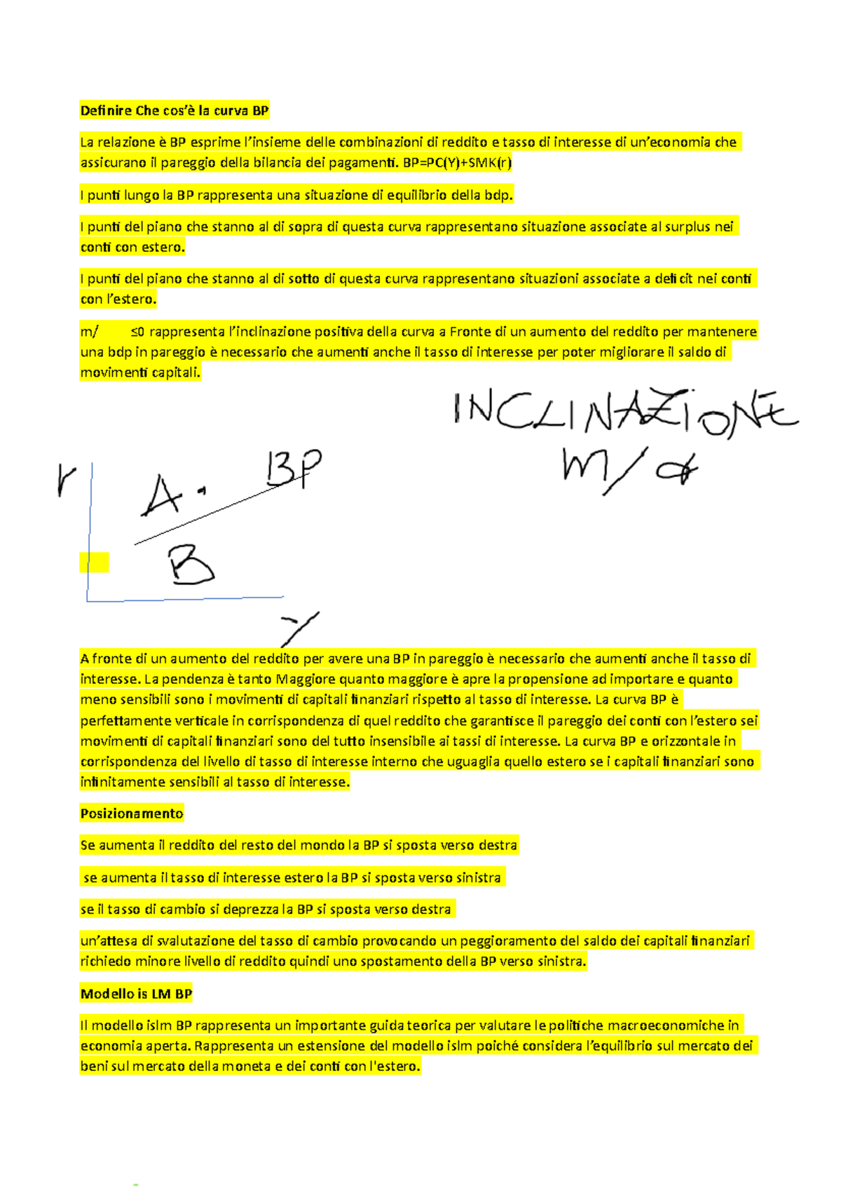 Islmbp - Appunti 1 - Definire Che cos’è la curva BP La relazione è BP ...