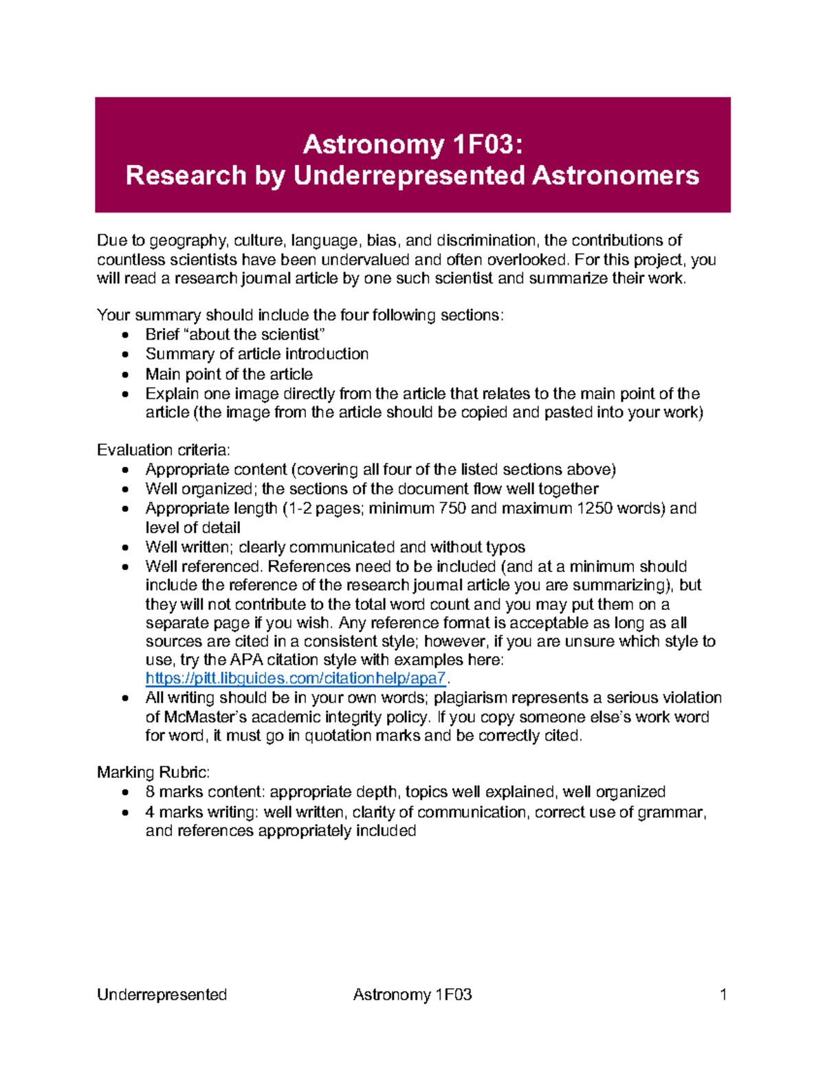 Astron 1F03 Project - Research by Underrepresented Astronomers ...