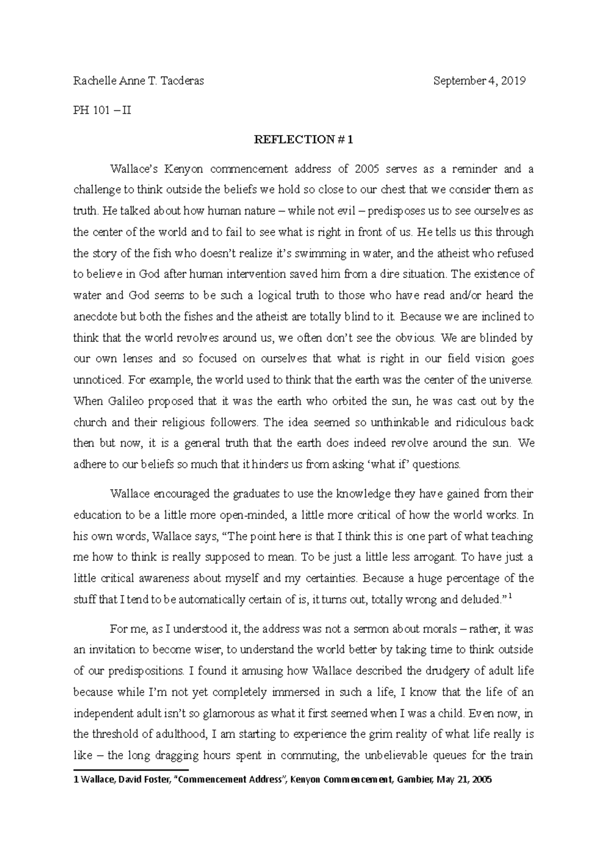 Philo 101 Reflection Paper using Descartes' Meditations - Rachelle Anne ...