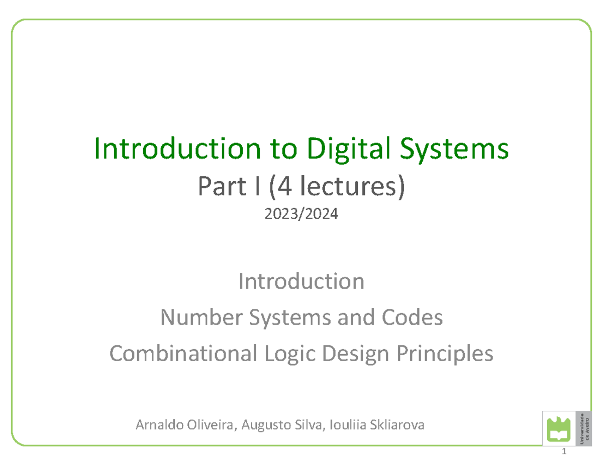 01 ISD 2023-24 Part1 TP1 Number Systems - Arnaldo Oliveira, Augusto ...