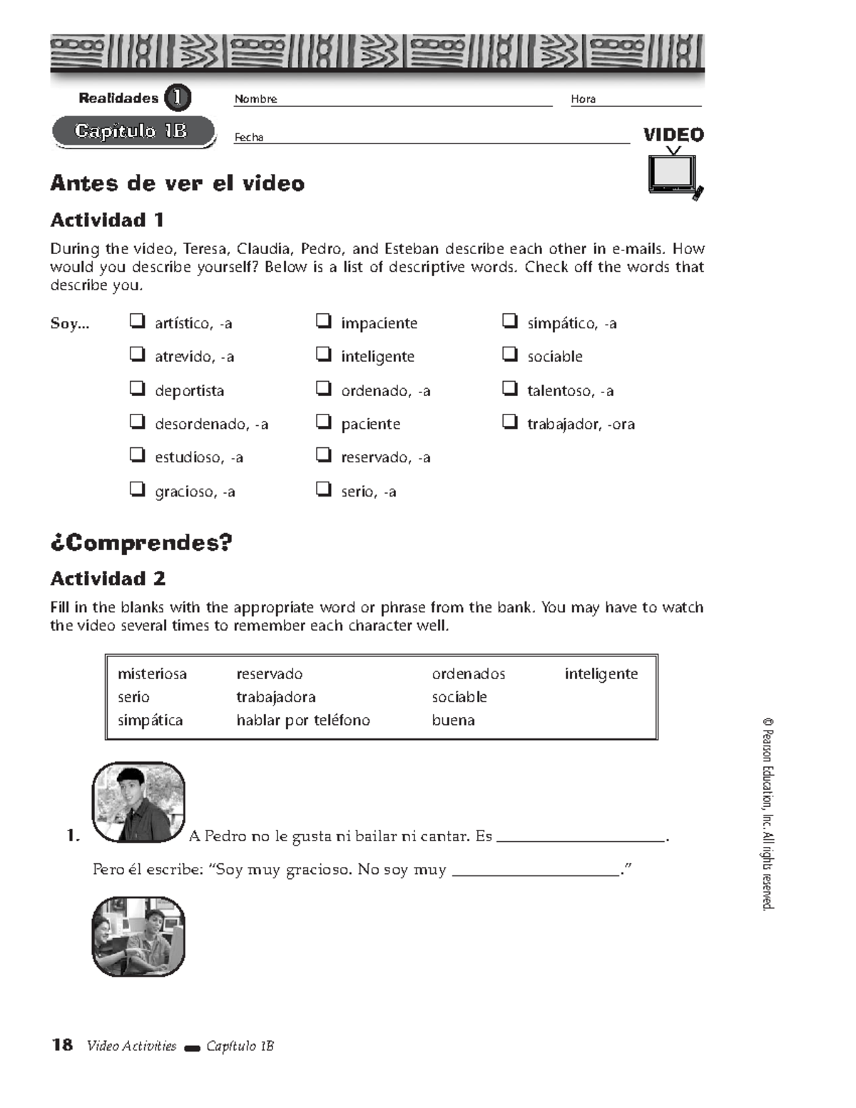 1b Antes de Ver el Video - spanish - Antes de ver el video Actividad 1 ...