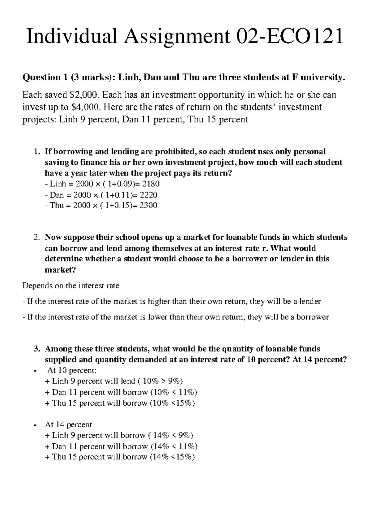 ECO121-MKT1708-SS171221-Đoàn Lưu Ngọc Linh - Individual Assignment 02-ECO Question 1 (3 marks ...