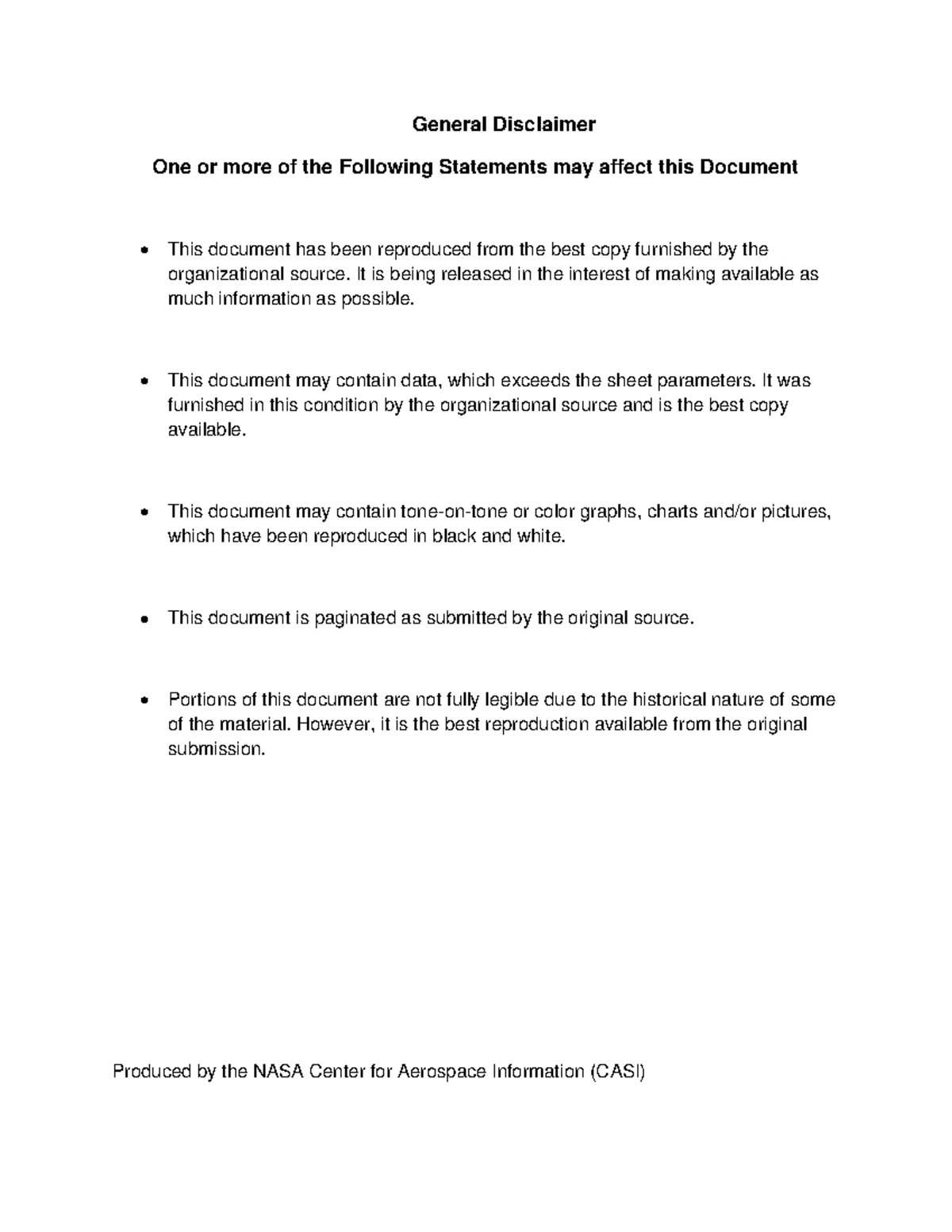 19780016702 - reading materials - General Disclaimer One or more of the ...