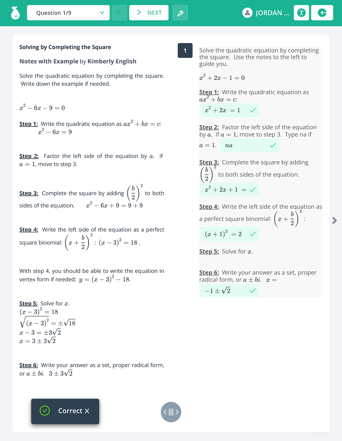 Pear Assessment 2 - Solving by Completing the Square Notes with Example ...