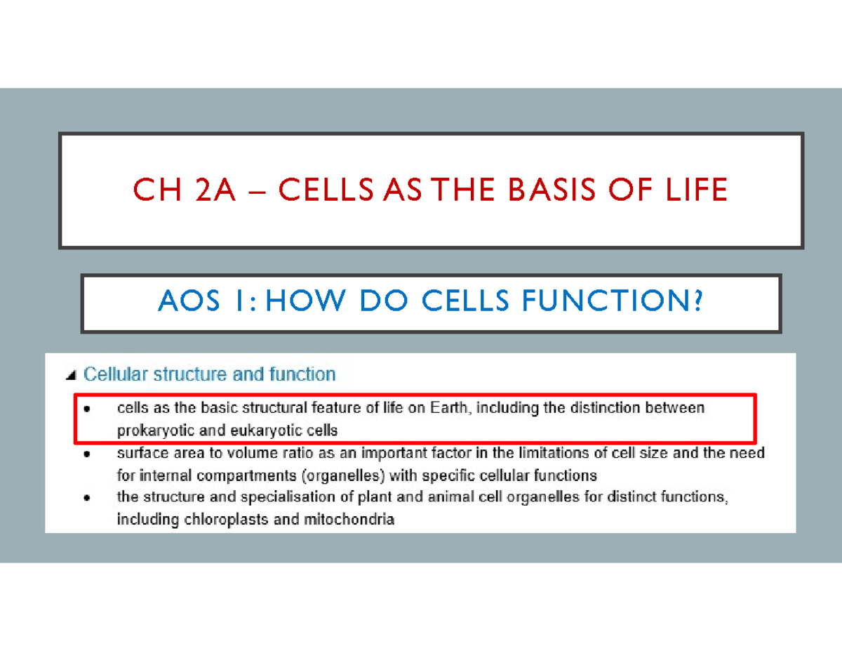 Ch 2A Cells - Edrolo Textbook - VCE Biology Unit 1 - CH 2A – CELLS AS ...