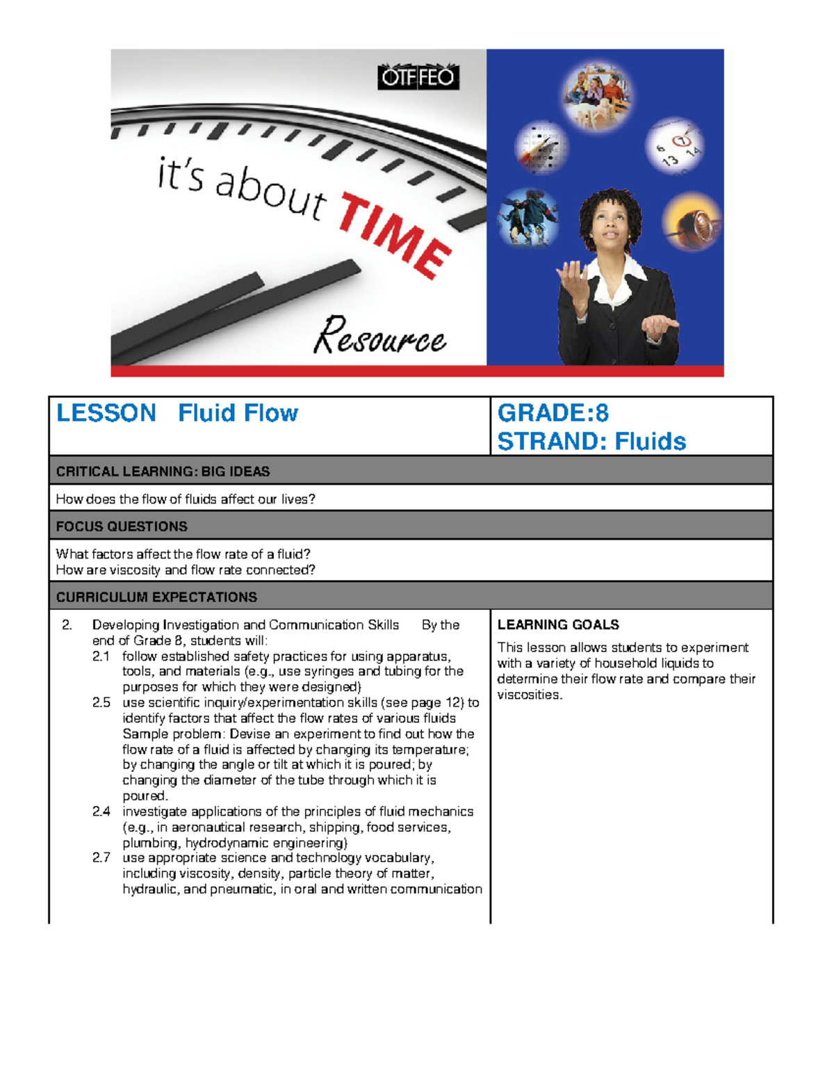 Flow rate - How to calculate flow rate - LESSON Fluid Flow GRADE: 8 ...