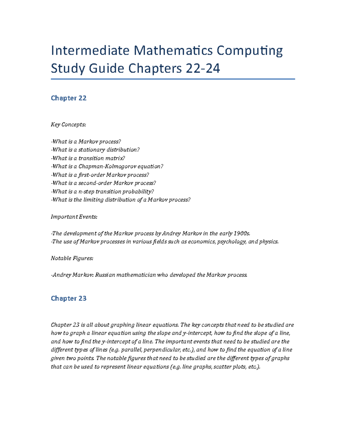 Intermediate Mathematics Computing Study Guide Chapters 22-24 ...