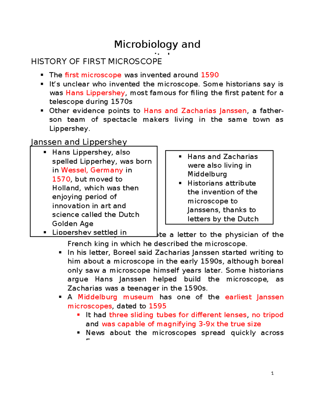 PHMP LEC Reviewer Prelim - Microbiology and parasitology HISTORY OF ...