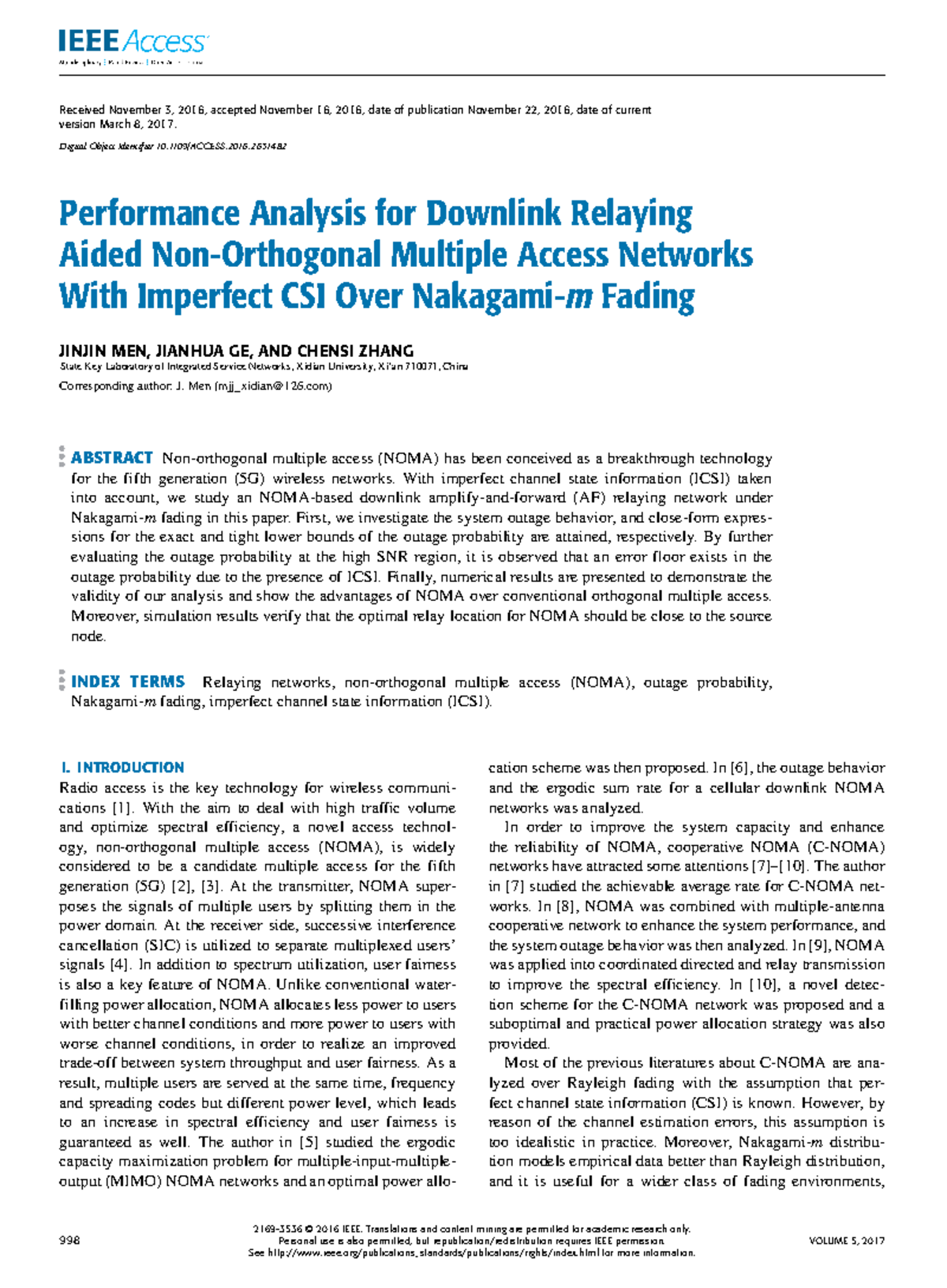 Performance Analysis for Downlink Relaying Aided Non-Orthogonal Multiple Access Networks With ...