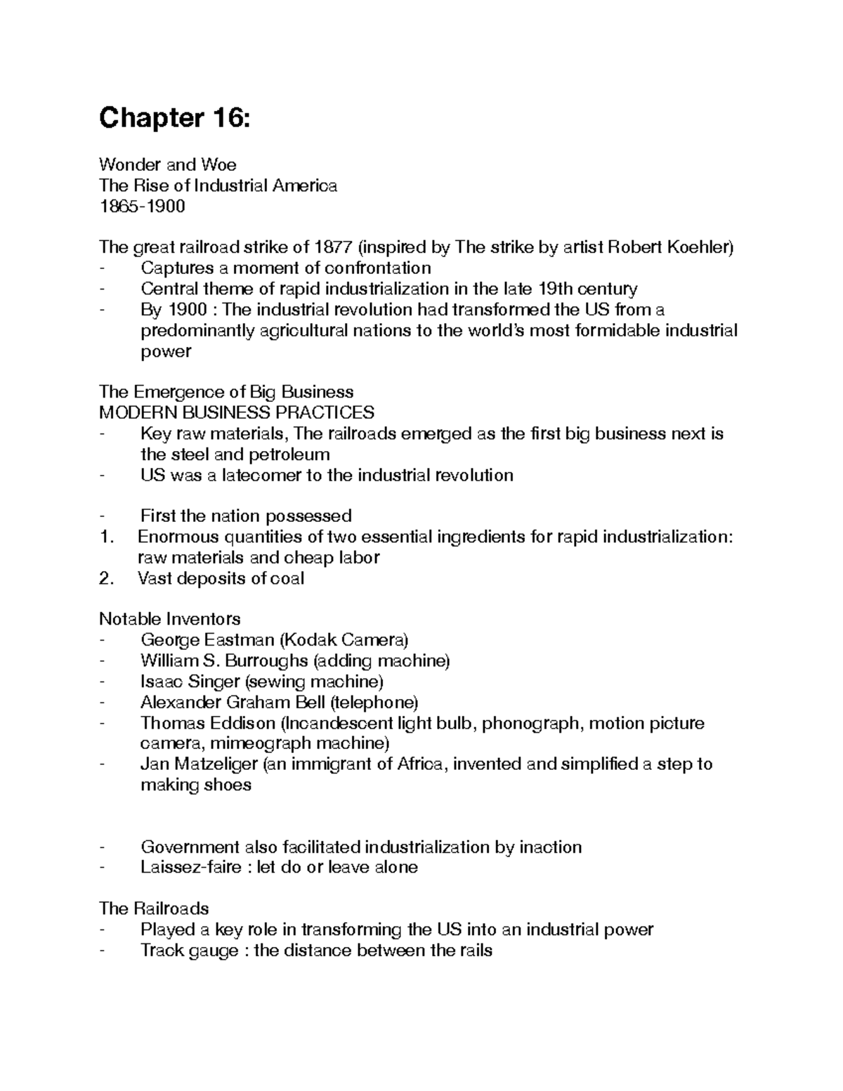 Chapter 16 (hist) - Lecture - Chapter 16: Wonder and Woe The Rise of ...