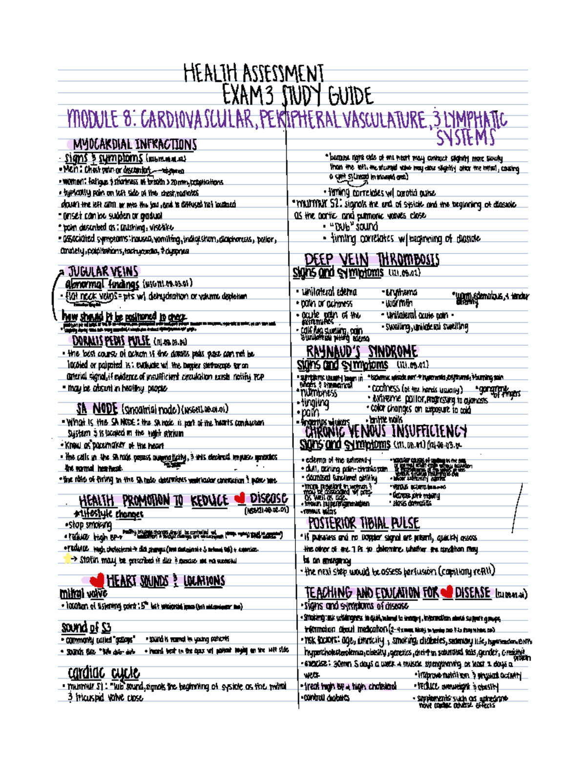 Health Assessment EXAM 3 Study Guide - HEALTHASSESSMENT EXAMS STUDY ...