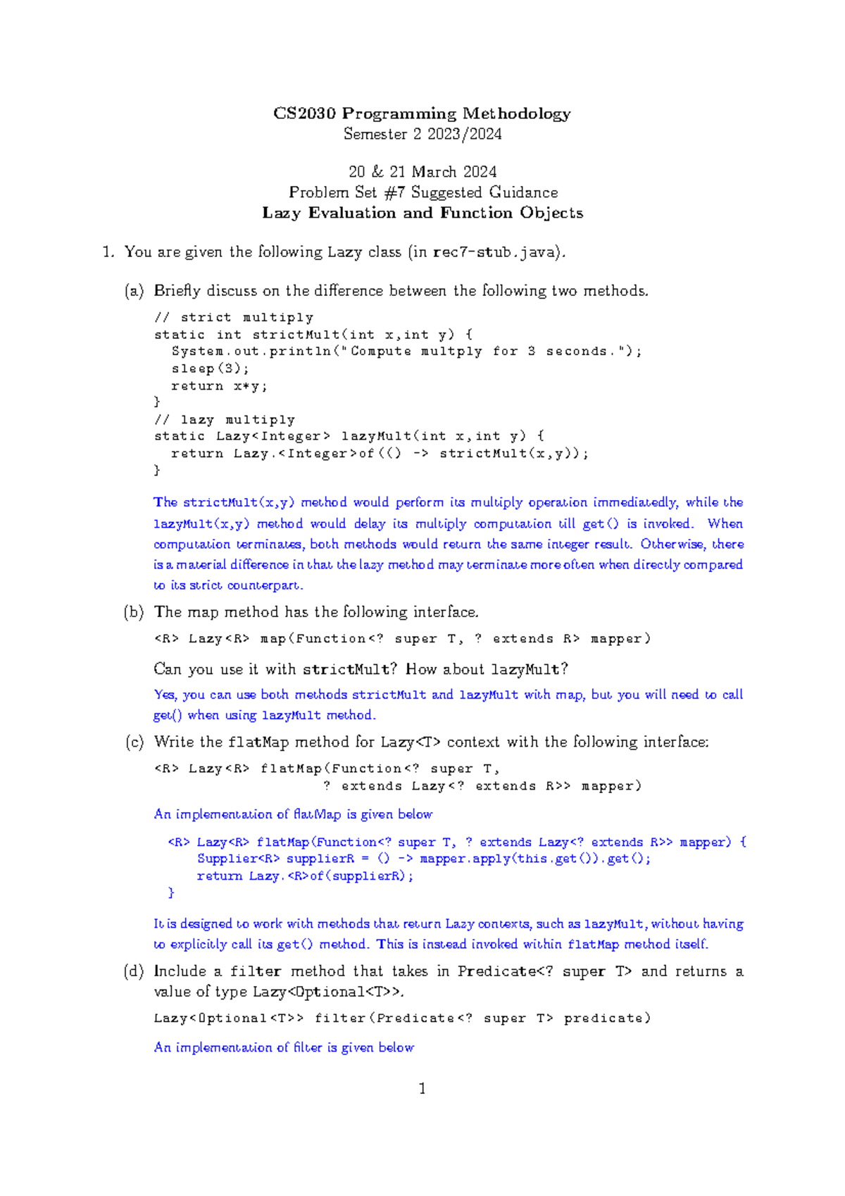 Recitation 07guide - CS2030 Programming Methodology Semester 2 2023/ 20 & 21 March 2024 Problem ...