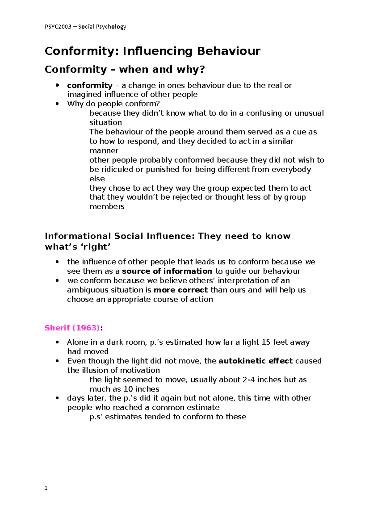 Conformity Chapter 8 Course Content For Lecture Taught By Tim