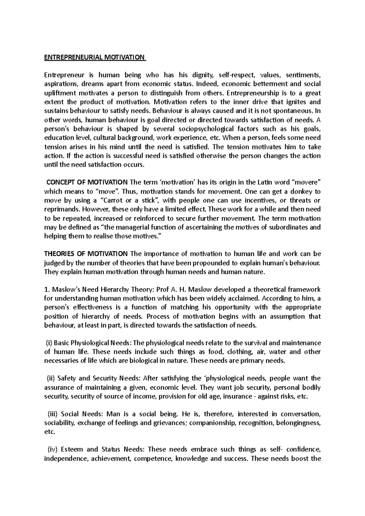 EP Motivation - For business studies - ENTREPRENEURIAL MOTIVATION ...