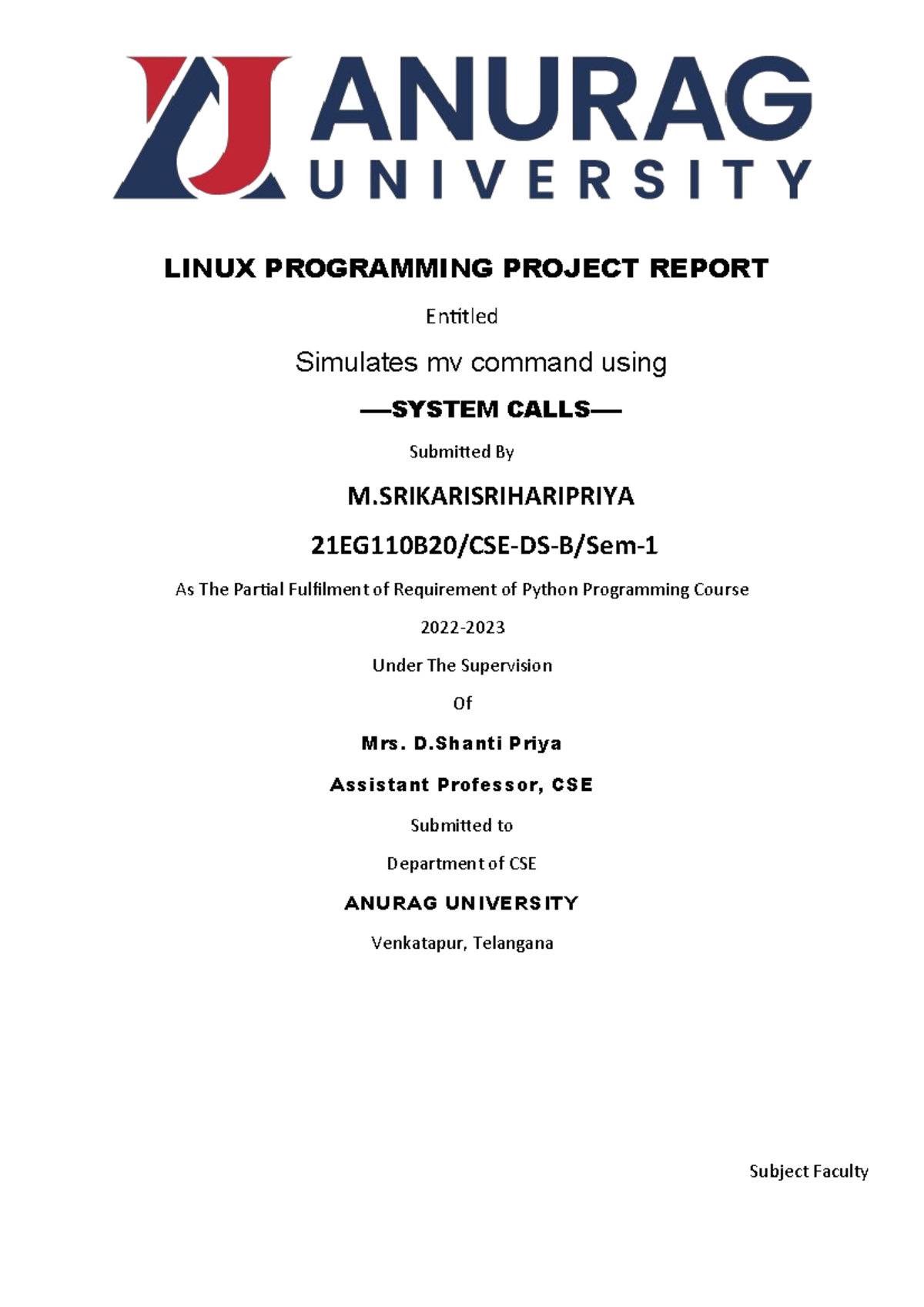 Linux pbl report (1) - LINUX PROGRAMMING PROJECT REPORT Entitled ...