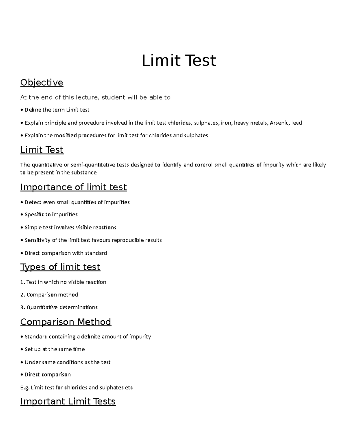 Chapter 9 Limit Test Limit Test Objective At The End Of This