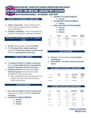 Prelims-CHEM - notes - Biochemistry explores molecular mechanisms of ...