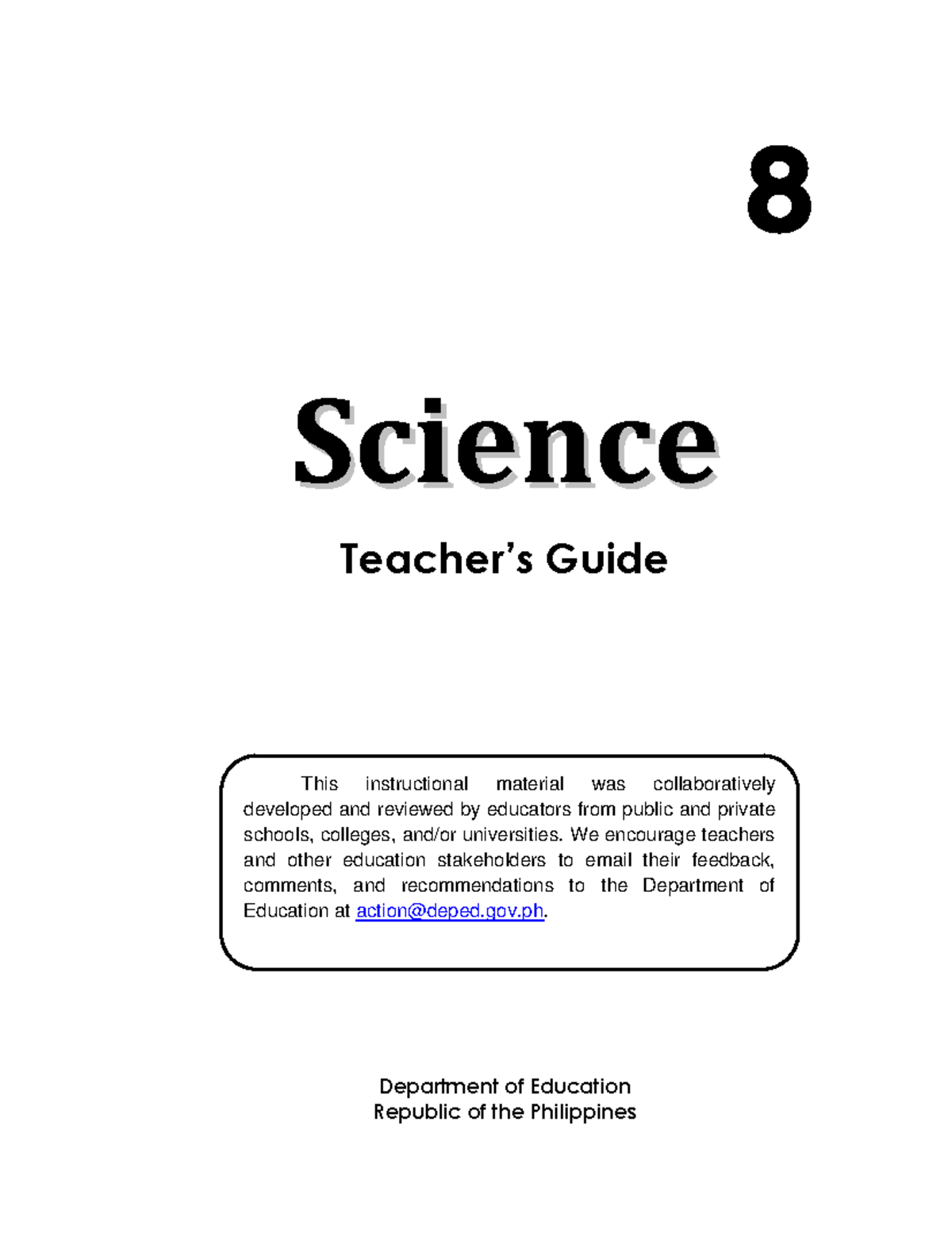 Gr 8 Teaching Guide In Science UNIT 1 BSEd Science Studocu