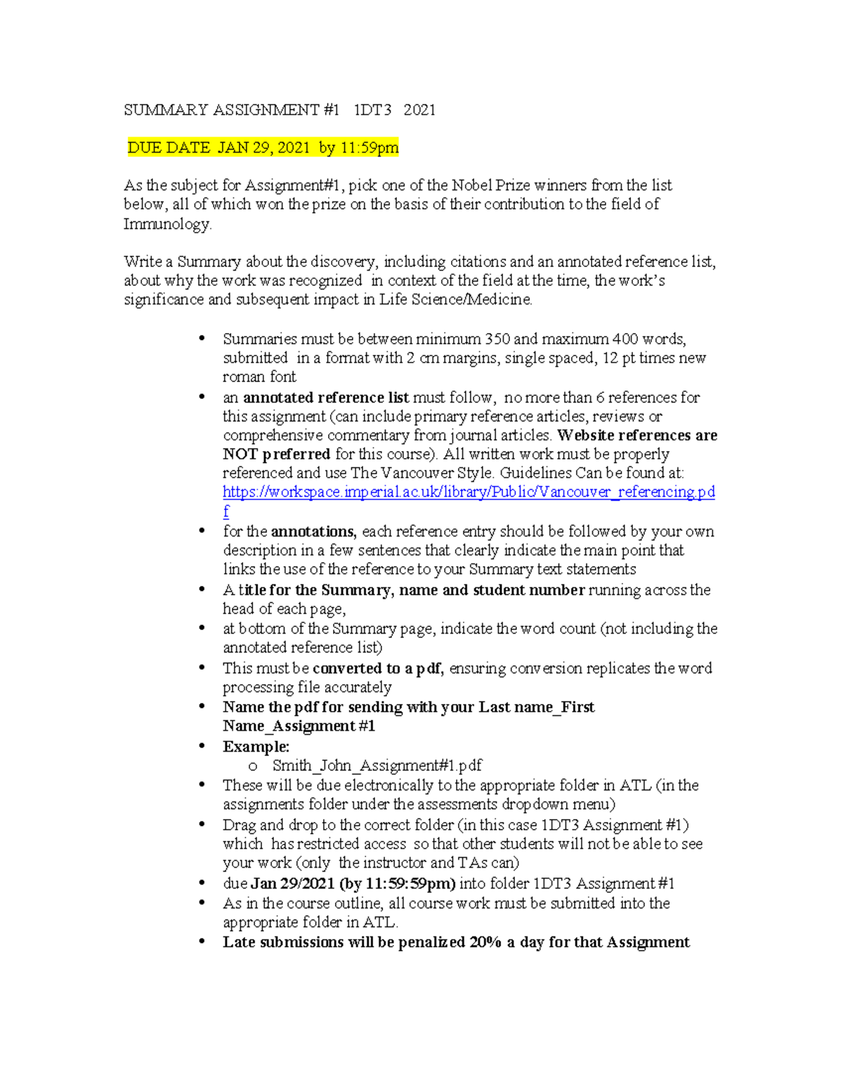 Summary assignment 1 1DT3 2021 - SUMMARY ASSIGNMENT #1 1DT3 2021 DUE ...