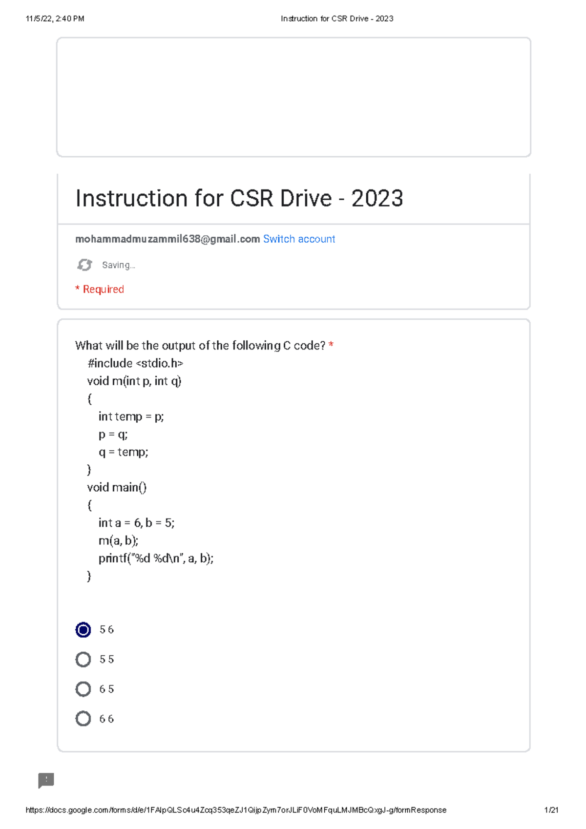 Instruction for CSR Drive - 2023 - 5 6 5 5 6 5 6 6 Instruction for CSR ...