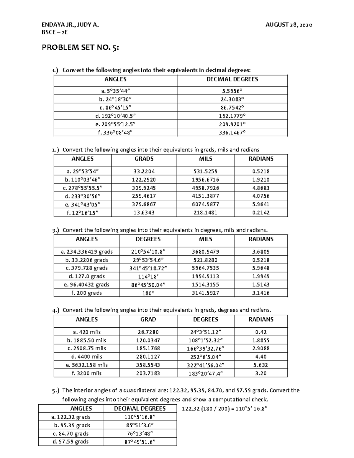 474051939 Problem Set No 5 docx - BSCE – 2E PROBLEM SET NO. 5: 1 ...