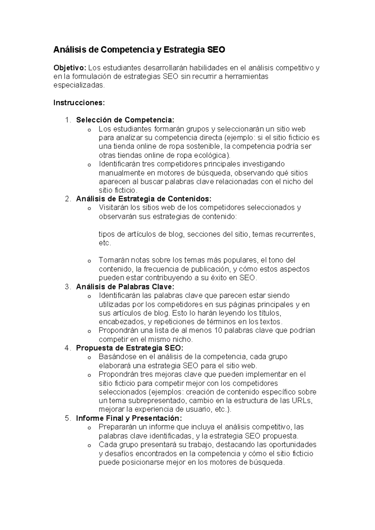 Tarea sem 2 estrat pub digi - Análisis de Competencia y Estrategia SEO ...