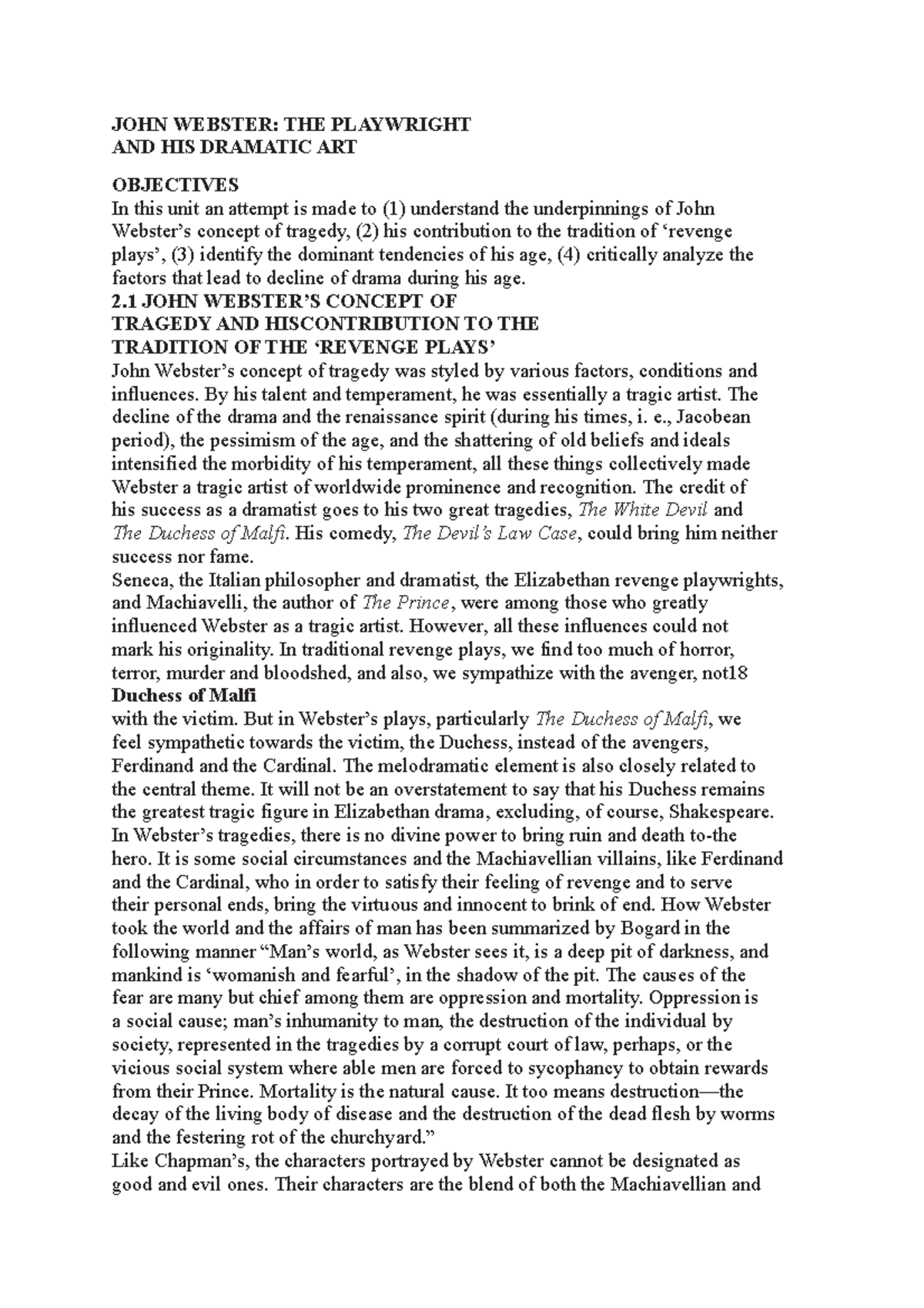 JOHN Webster THE Playwright AND HIS Dramatic ART - JOHN WEBSTER: THE ...