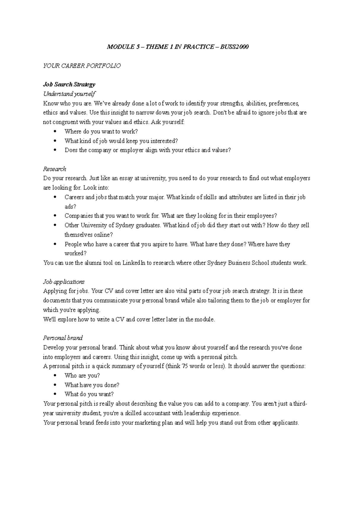 Module 5 - Theme 1 in Practice - BUSS2000 - MODULE 5 – THEME 1 IN ...